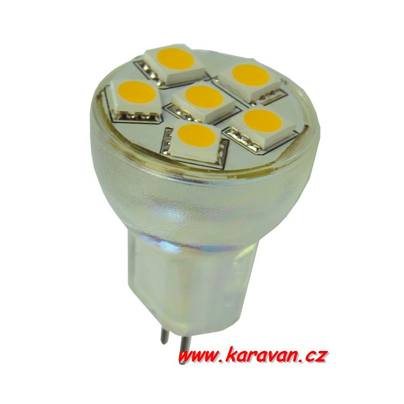 Žárovka 10-30V AC/DC David Communication 6 LED SMD patice GU4 hlava MR8 Žárovka 10-30V AC/DC David Communication 6 LED SMD patice GU4 hlava MR8